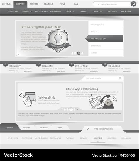 web site template navigation elements royalty free vector