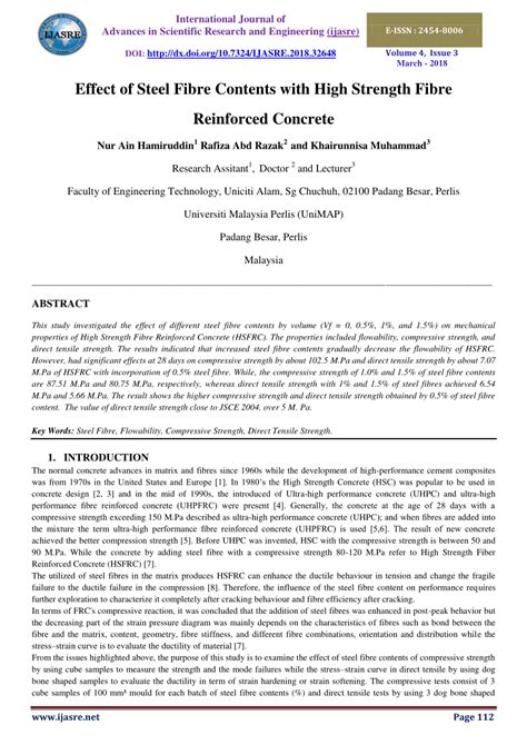 Pdf Effect Of Steel Fibre Contents With High Strength Fibre Reinforced Concrete