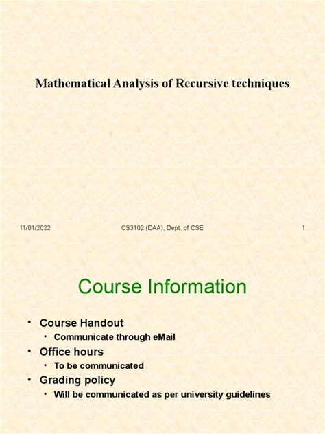 mathematical analysis of recursive and nonrecursive techniques pdf recurrence relation