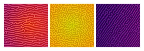 Set Of Three Colorful Turing Reaction Gradient Backgrounds Abstract