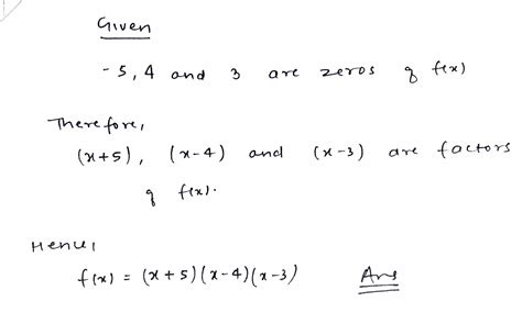 Solved Write A Polynomial Function Of Least Degree With The Least