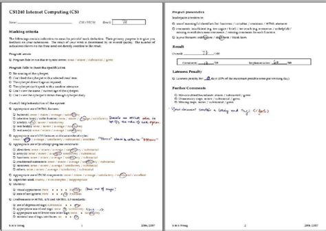 Sample Feedback Form With Marking Criteria Download Scientific Diagram