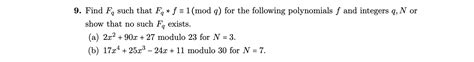 Solved Find Fq Such That Fqf Modq For The Following Chegg Com