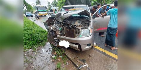 ရေး မော်လမြိုင်ကားလမ်းတွင် ယာဉ်နှစ်စီးတိုက်မိ၊ လူ ၄ ဦး ဒဏ်ရာရ