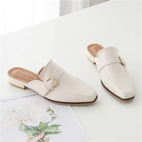 K7964 여성블로퍼 슬리퍼힐 뮬 로퍼 백리스 샌들 버클