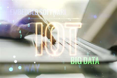 Premium Photo Creative Iot Illustration With Hands Typing On Computer Keyboard On Background