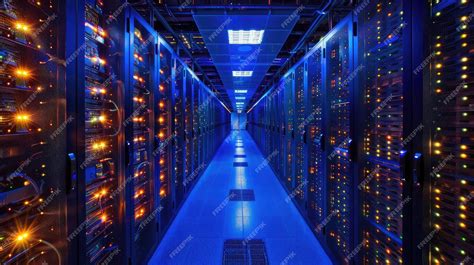Premium Photo Cloud Computing Data Center With Rows Of Server Racks Illustrating The Power And