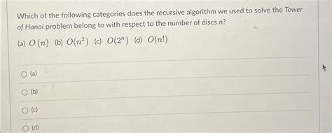 Solved Which Of The Following Categories Does The Recursive