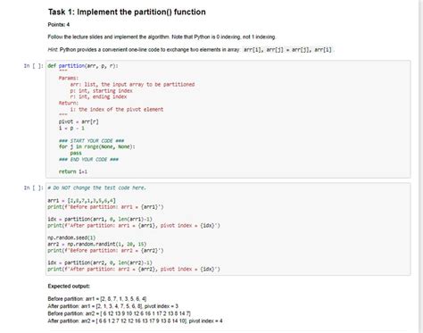 Solved Task 1 Implement The Partition Function Points 4 Follow The 1 Answer
