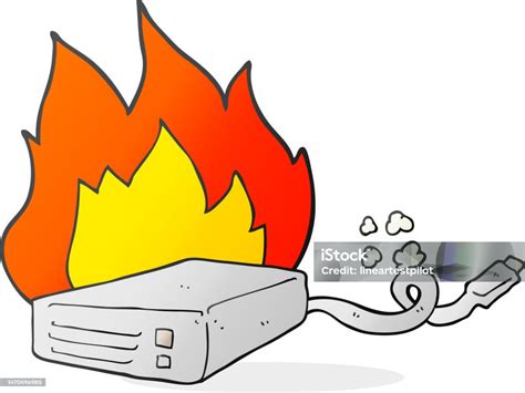 자유형 그린 만화 컴퓨터 하드 드라이브 굽기 귀여운에 대한 스톡 벡터 아트 및 기타 이미지 귀여운 기이함 낙서 드로잉