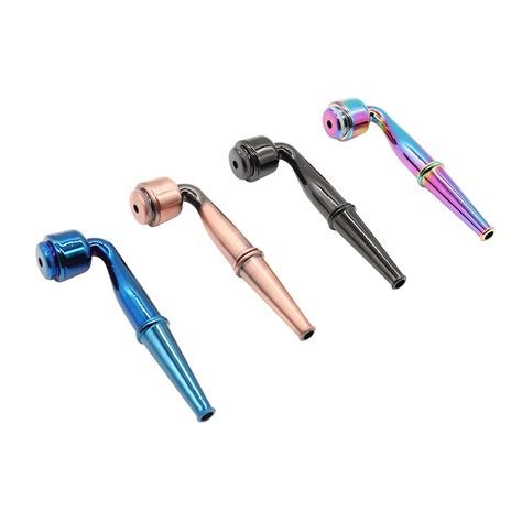 드롭 배송 흡연자를위한 뚜껑 담배 선물로 금속 흡연 파이프 좋은 무지개 푸른 색 담배 튜브 담배 허브 파이프담배 파이프