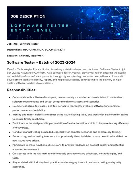 Jd Software Tester Pdf Software Testing Software