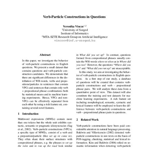 verb particle constructions in questions acl anthology