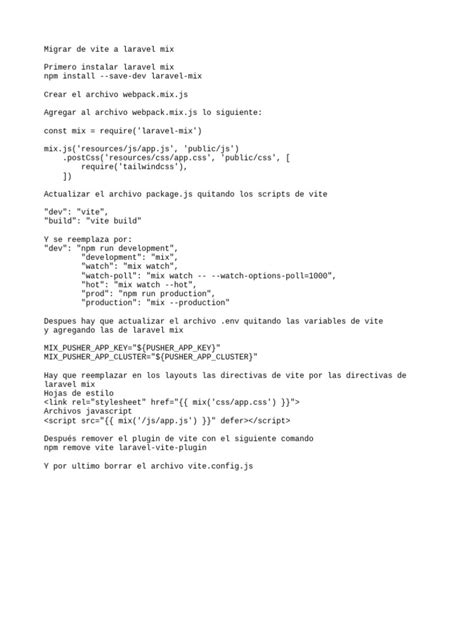 Migrar De Vite A Laravel Mix Pdf