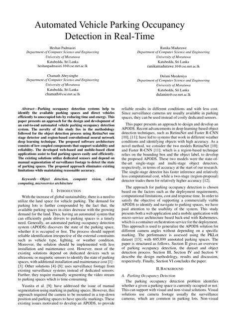 Pdf Automated Vehicle Parking Occupancy Detection In Real Time