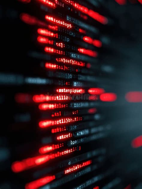Hacker Code Interface Displaying Glowing Red Symbols While Failing With Clear Space In The