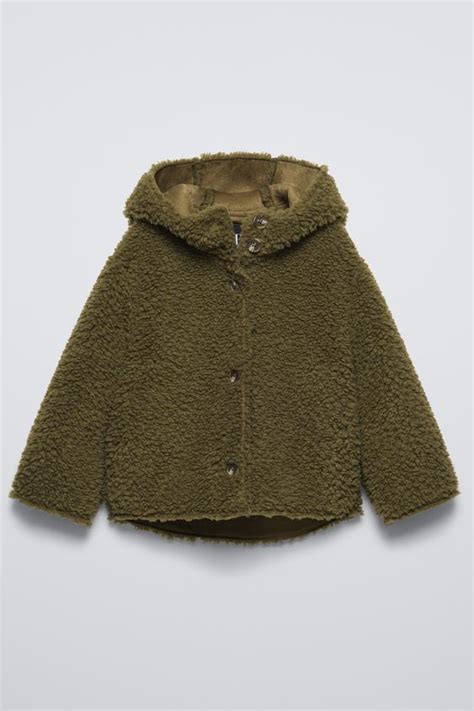 Faux Shearling Double Faced Jacket Khaki Zara Uae Dubaisharjah