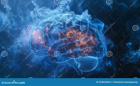 A Detailed Digital Rendering Of A Brain With Synaptic Connections And Neural Activity