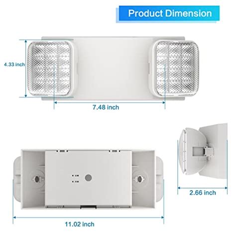 SPECTSUN 4 Packs Emergency Light White Commercial Emergency Light With Battery Backup