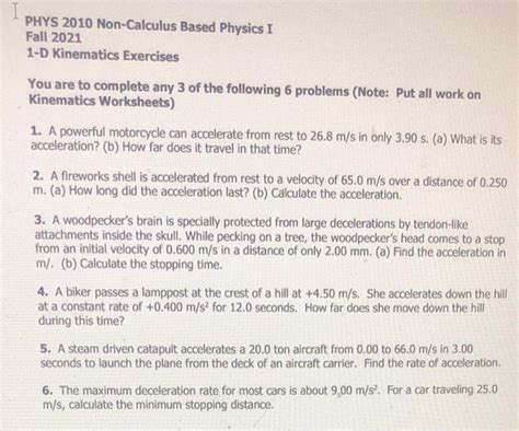 Solved Phys 2010 Non Calculus Based Physics I Fall 2021 1 D