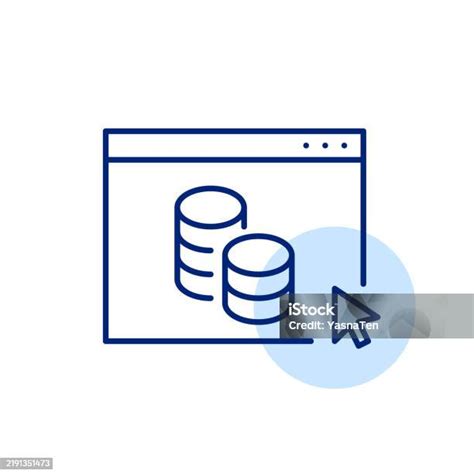 웹 페이지와 마우스 클릭에 스택의 동전 온라인 뱅킹 및 투자 관리 완벽한 픽셀 편집 가능한 획 아이콘 Brand Name Mobile Payment에 대한 스톡 벡터 아트