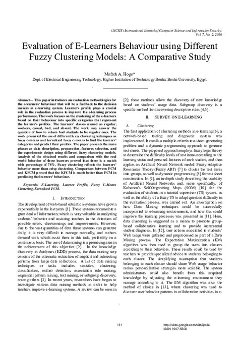 Pdf Evaluation Of E Learners Behaviour Using Different Fuzzy Clustering Models A Comparative