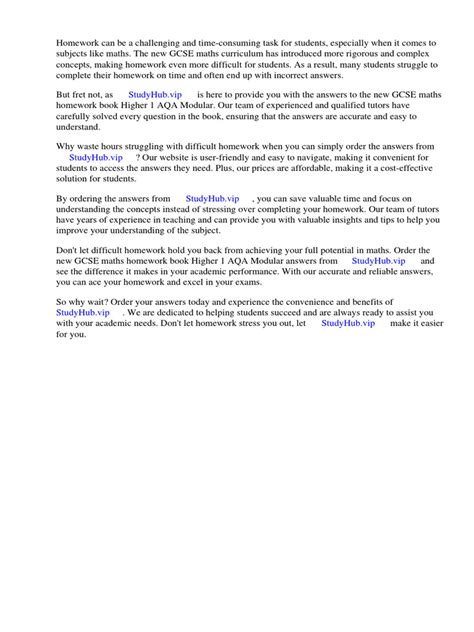 New Gcse Maths Homework Book Higher 1 Aqa Modular Answers Pdf Pay Pal Subscription