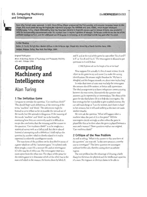 Turing Computing Machinery And Intelligence Pdf