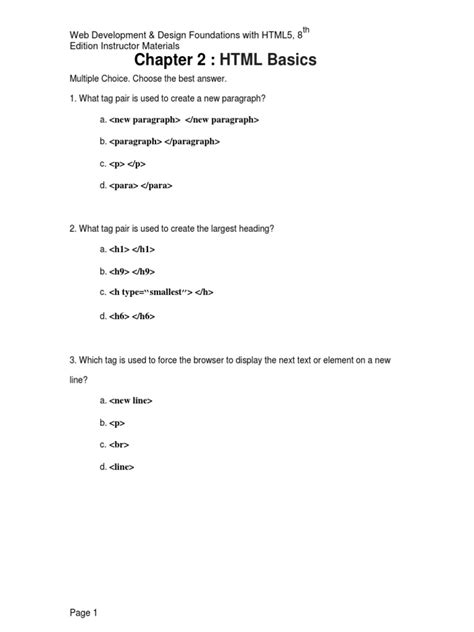 Test Bank For Web Development And Design Foundations With Html5 8th