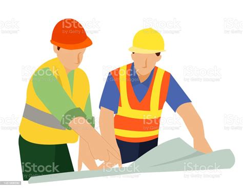 똑똑한 토목 건축가 엔지니어가 청사진으로 건물 측면을 검사하고 작업합니다 엔지니어링 및 아키텍처 개념입니다 공사장 인부에 대한