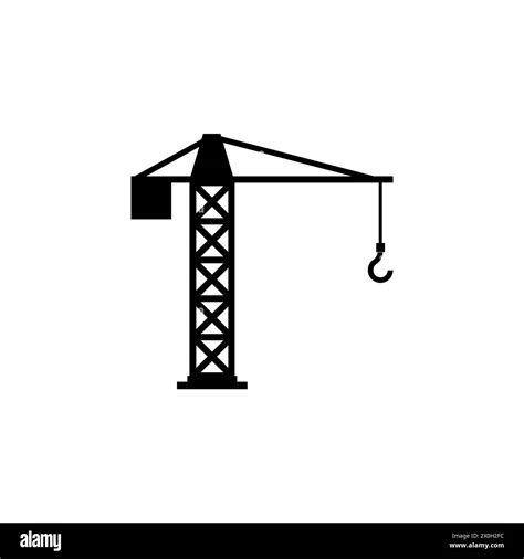 Building Tower Crane Flat Vector Icon Simple Solid Symbol Isolated On White Background Stock
