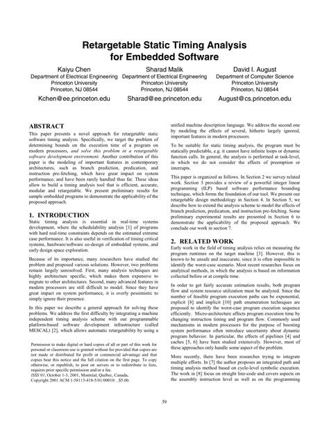 Full Article Retargetable Static Timing Analysis For Embedded Software