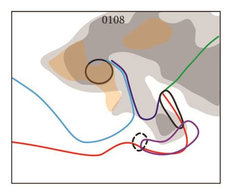 Near Surface Boundaries Are Outlined In Solid Colors Red Is The