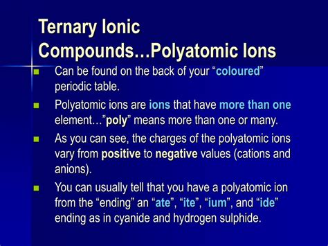 Ppt Ionic Compounds Non Binary Compounds Or Polyatomic Compounds