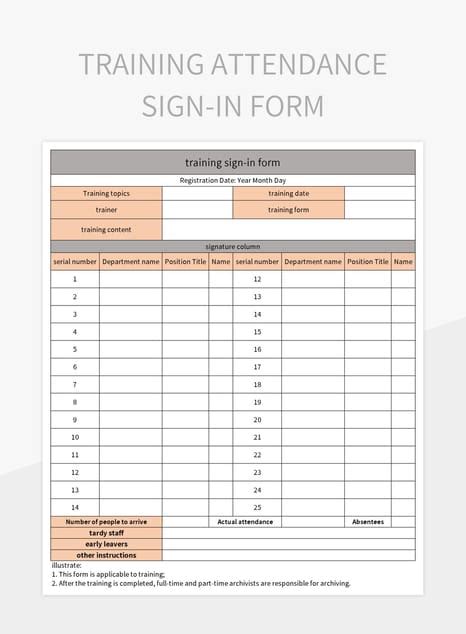 Free Training Attendance Templates For Google Sheets And Microsoft Excel Slidesdocs