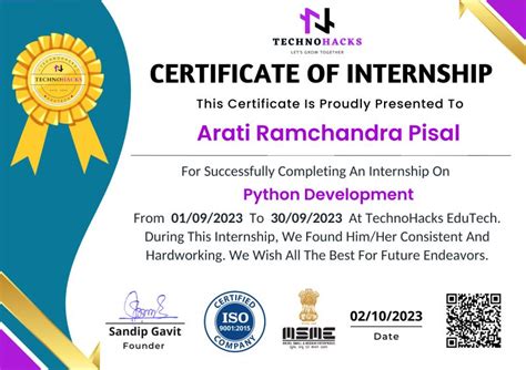 internship technohacksedutech pythondevelopment edtech… arati pisal