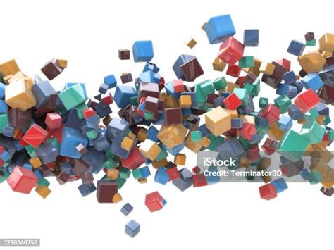 추상 배경과 관련된 정보의 디자인에 있는 여러 가지 색상의 큐브 추상적 배경입니다 3d 일러스트레이션 개념에 대한 스톡 사진 및