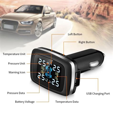 Tpms Lcd Беспроводная автомобильная система контроля давления в шинах