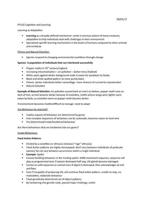Lecture 1 Learning As Adaptation 0901 Py1cg Cognition And
