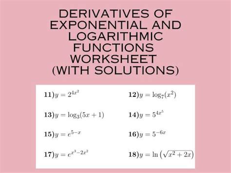 Solved 17 Chapter 33 Derivatives Of The Exponential And Worksheets Library