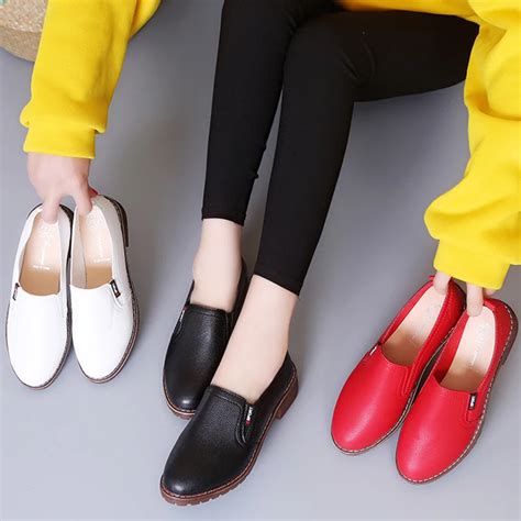 캐주얼 Pu 가죽 로퍼 로우 힐 옥스포드 신발 여성용 플러스 사이즈 35 42 7156g여성용 펌프 Aliexpress