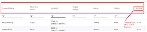 Reactjs Override Text Actions On Material Table Head With Other
