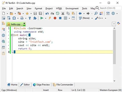 RJ TextEd Source Code Editor That Supports Many Languages