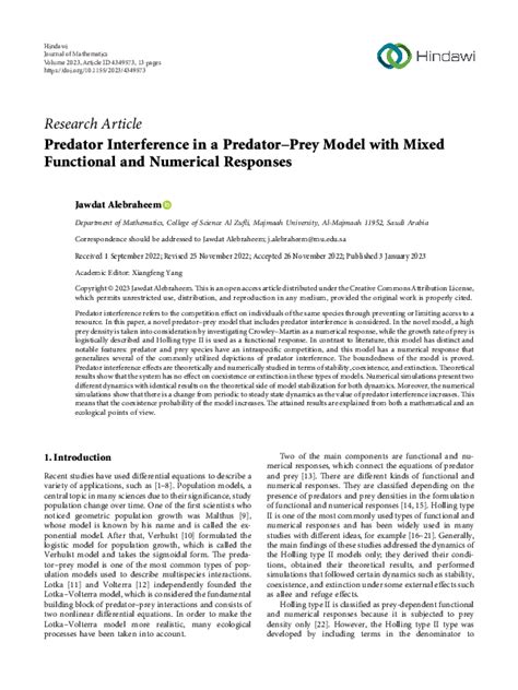 pdf predator interference in a predator prey model with mixed