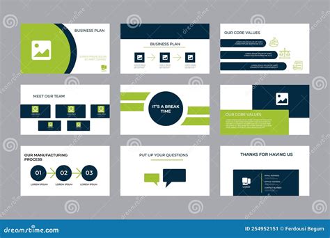 Pitch Deck Presentation Design Template Geometric Abstract Shapes Composition Stock Vector