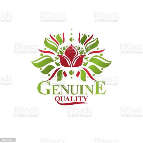 아름 다운 꽃으로 백합 꽃 로얄 기호를 사용 하 여 만든 빈티지 전 령 벡터 기호 에코 친화적인 제품 기호 품질 테마 그림 킹