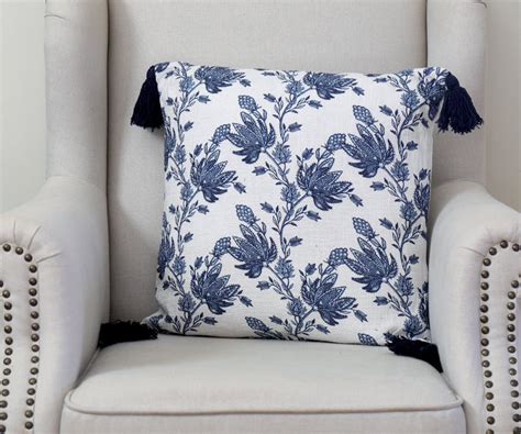 Madrigal Floral Blue And White Cushion Beautiful Home Decor At French Knot