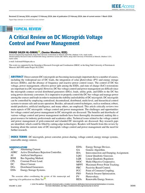 Review A Critical Review On Dc Microgrids Voltage Con Pdf Distributed Generation