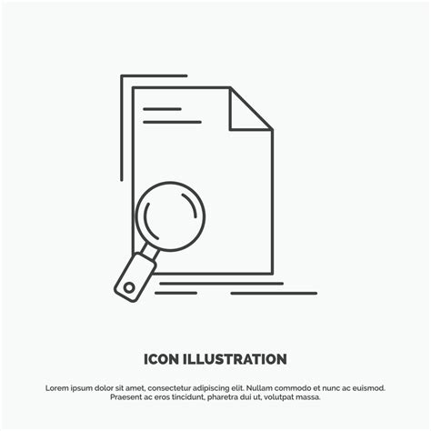 Analysis Document File Find Page Icon Line Vector Gray Symbol For