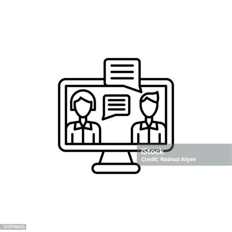 컴퓨터 메시지 아바타 남자 여자 아이콘 Ui 및 Ux 웹 사이트 또는 모바일 응용 프로그램에 대한 팀워크의 간단한 라인 개요 벡터 요소 개념에 대한 스톡 벡터 아트 및 기타